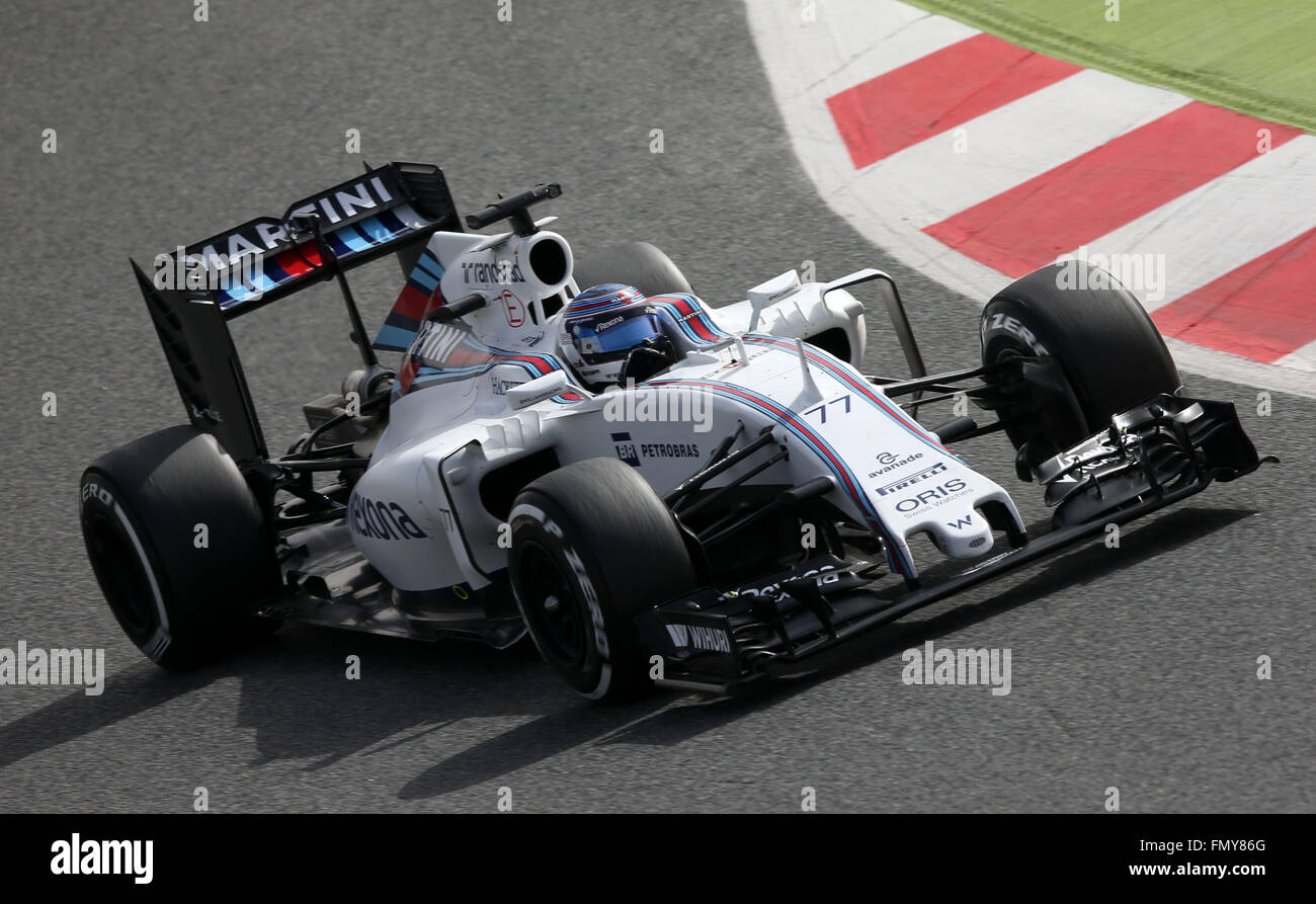 Finnish Formula One driver Valtteri Bottas of Williams steers the new ...