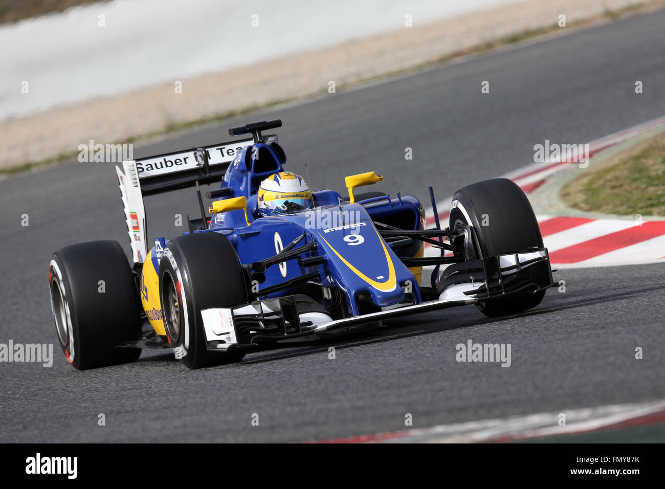 Swedish Formula One driver Marcus Ericsson of Sauber steers the new car ...