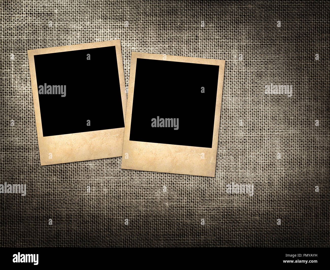 Polaroid-style photo on a linen background in vintage style Stock Photo ...