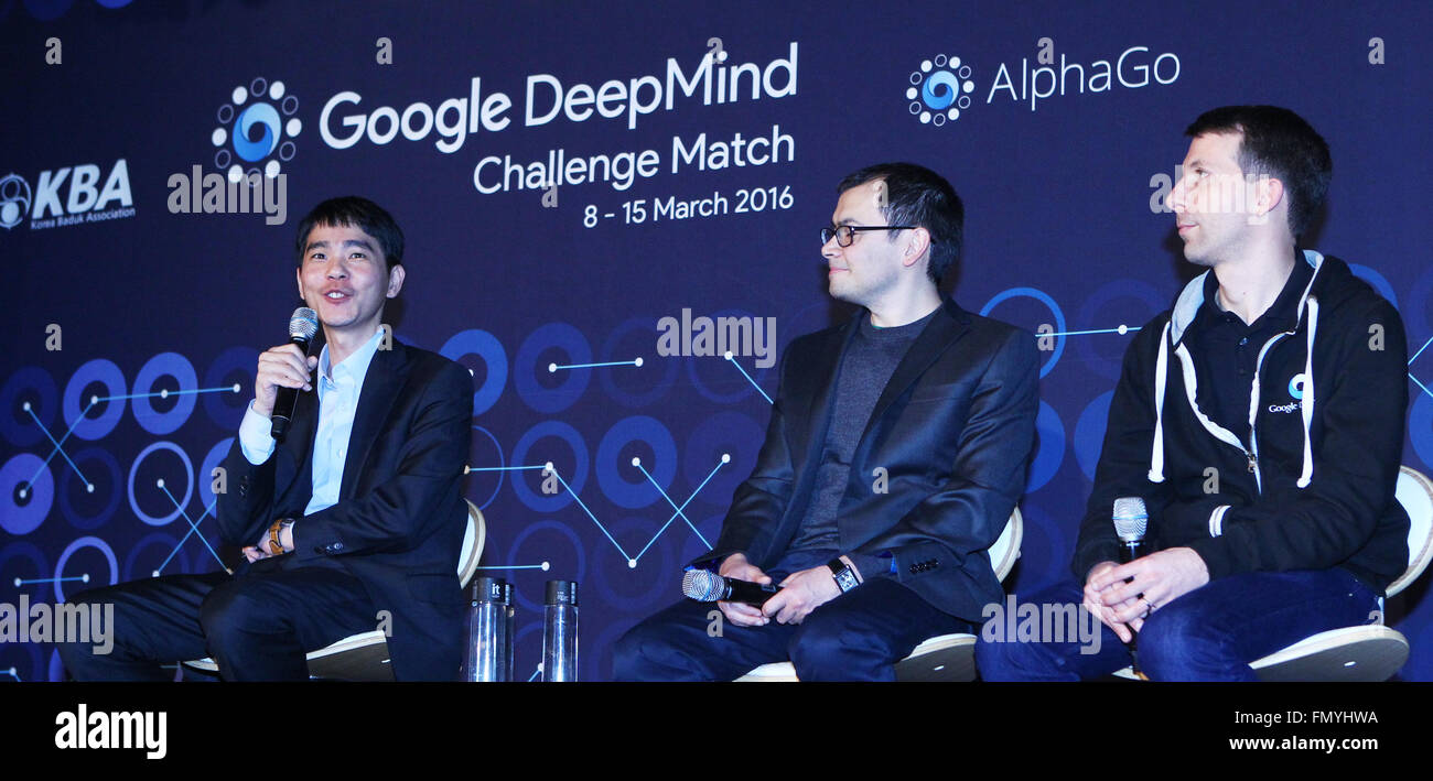 Seoul, South Korea. 13th Mar, 2016. South Korean professional Go player ...