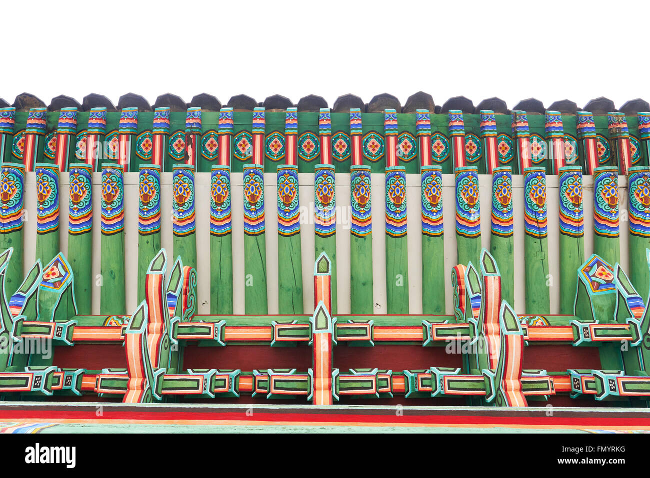 Dancheong, Korean traditional multicolored paintwork on wooden building ...