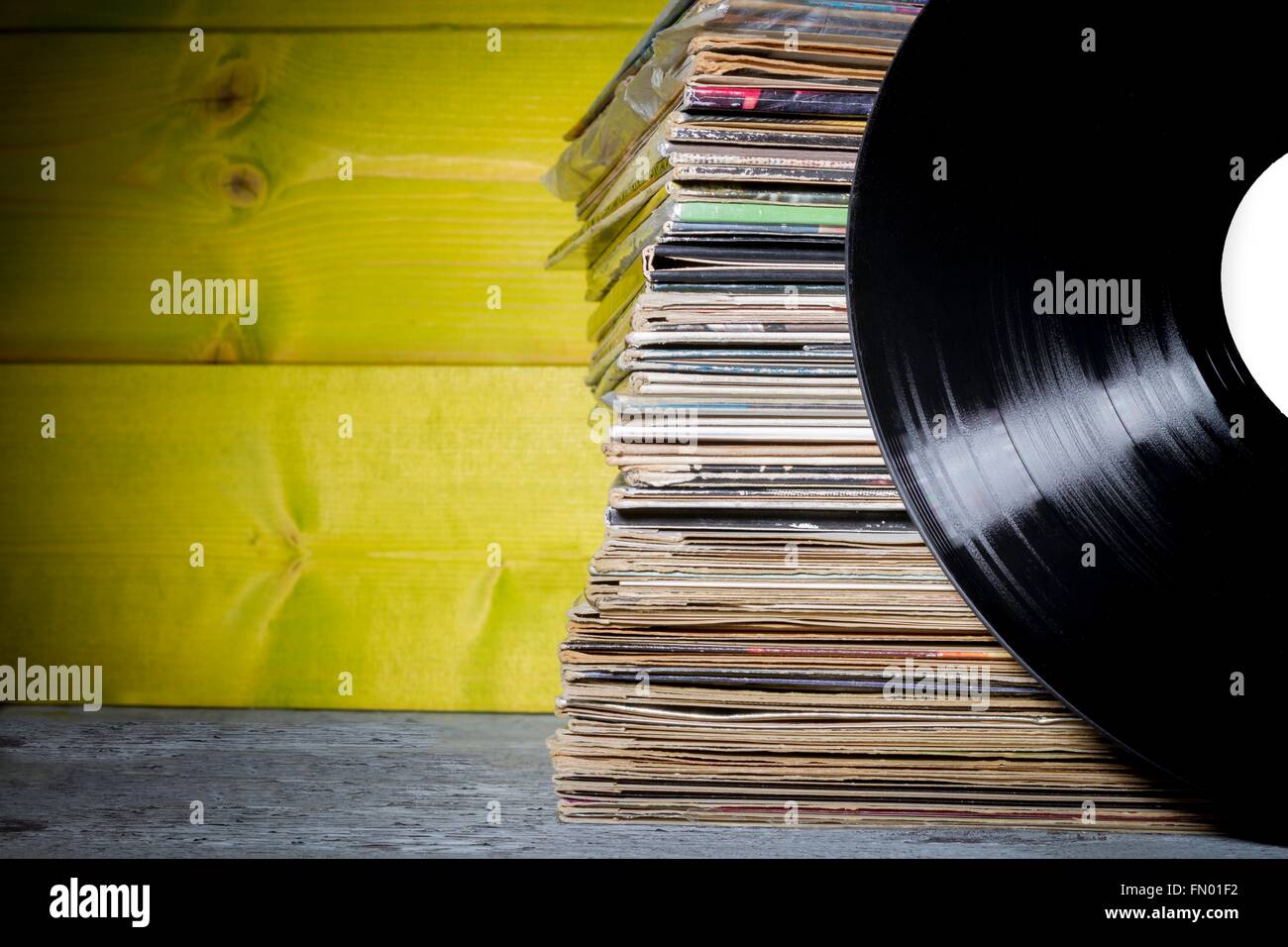 Records Stacked, One in Front Stock Photo - Alamy