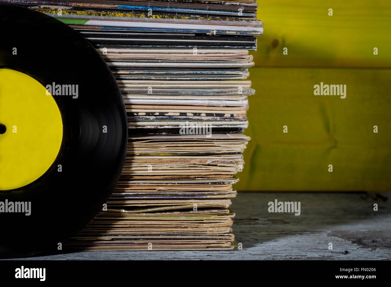 Records Stacked, One in Front Stock Photo - Alamy