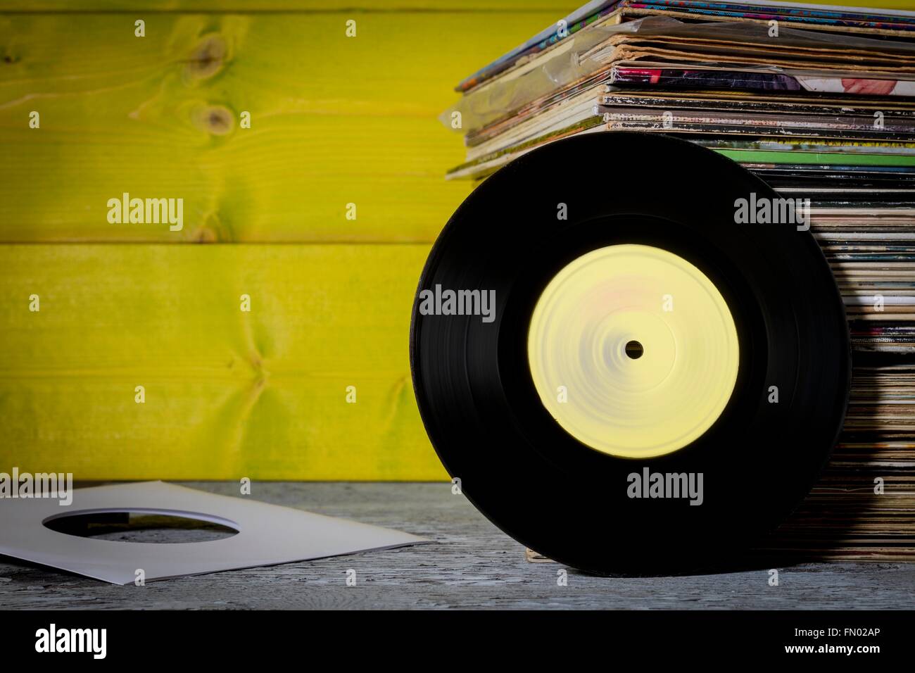 Records Stacked, One in Front Stock Photo - Alamy