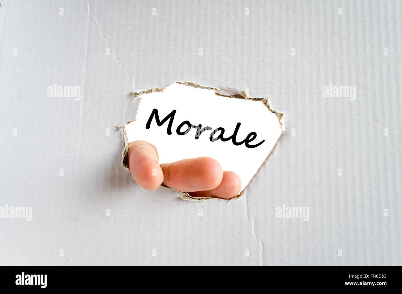 Morale text concept isolated over white background Stock Photo - Alamy