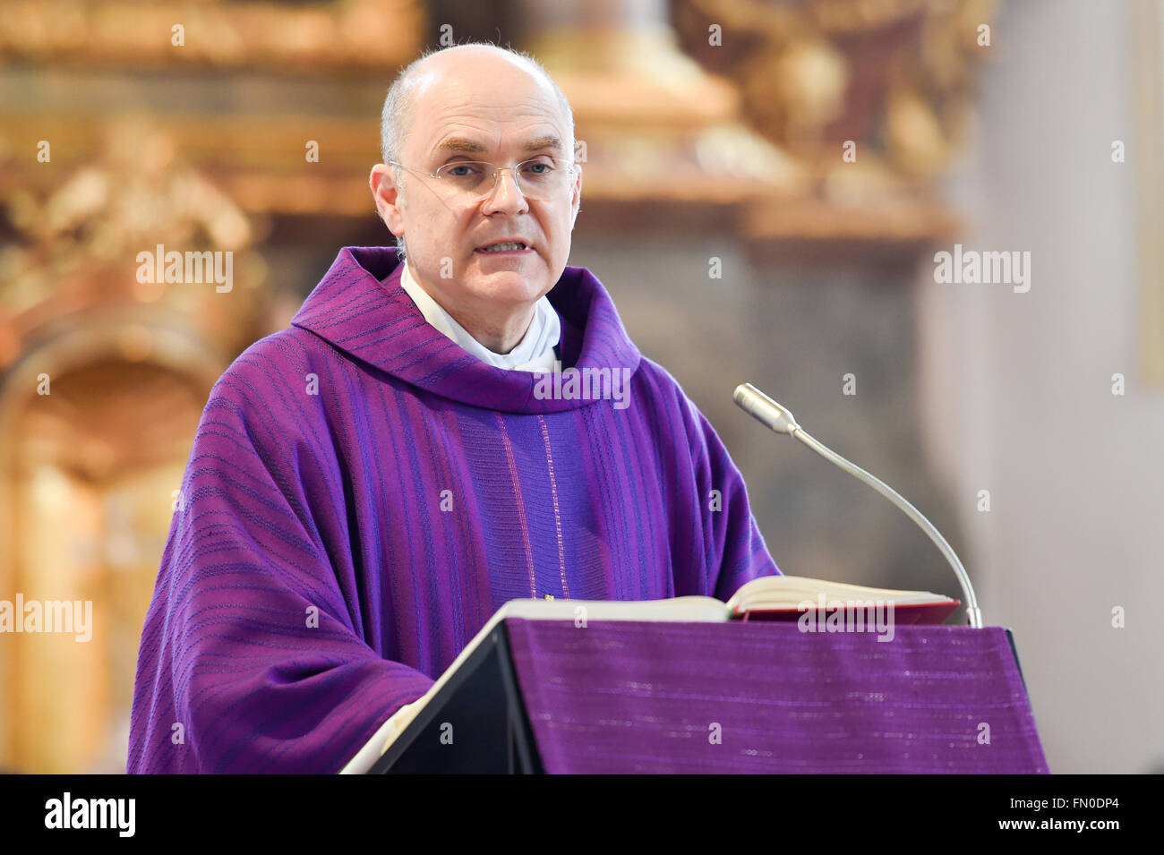 Zornedig, Germany. 13th Mar, 2016. Vicar general Peter Beer leads a ...