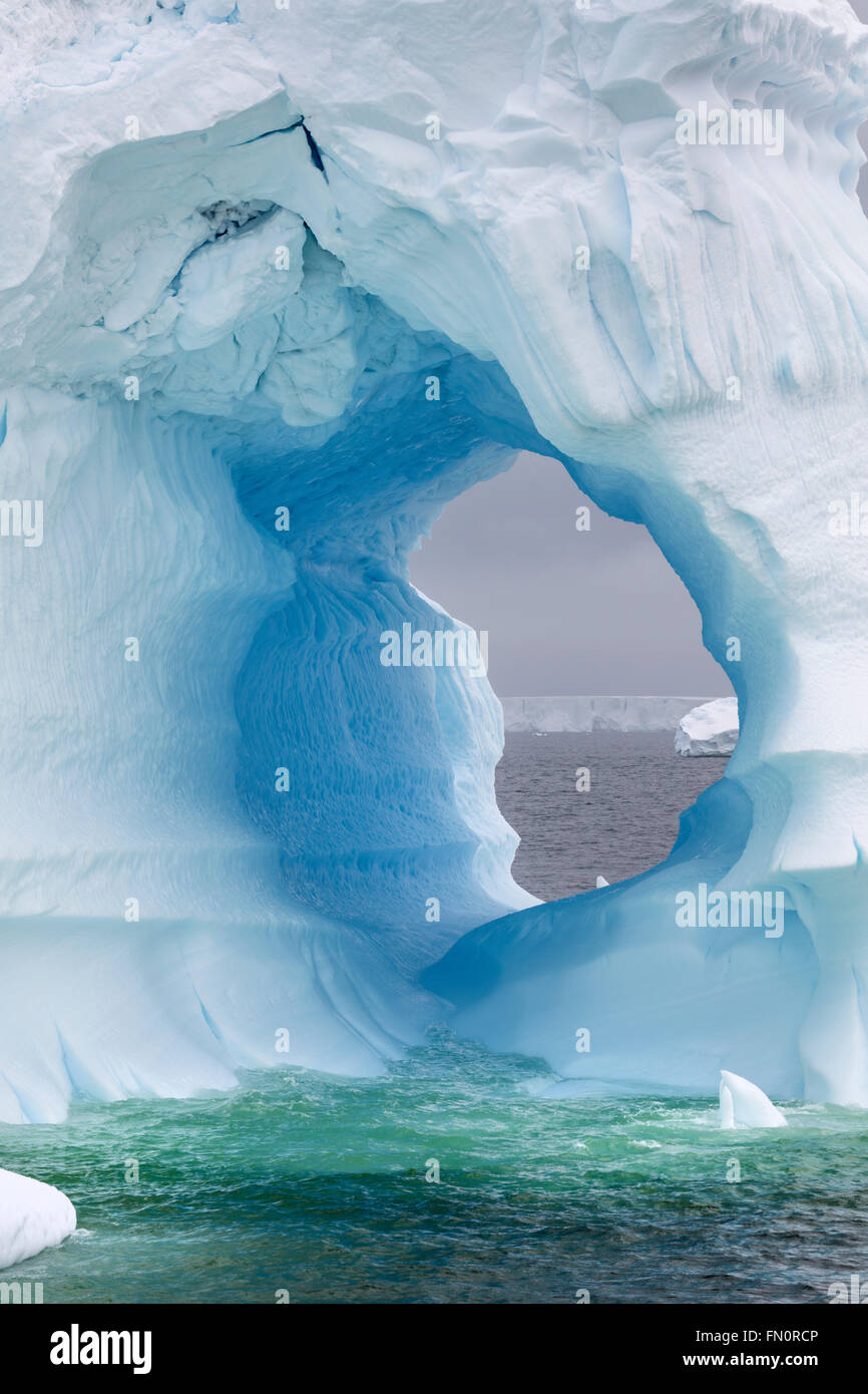Antarctica, Antarctic peninsula, Antarctic circle, large blue iceberg ...