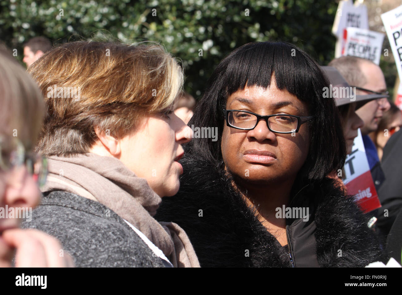London, UK. 13 March 2016. Hackney MP Diana Abbot joined Islington ...