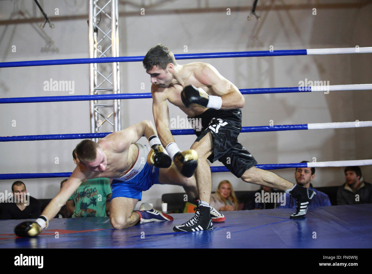 Kiev, Ukraine. 12th March, 2016. Ukrainian welterweight prospect Eduard ...
