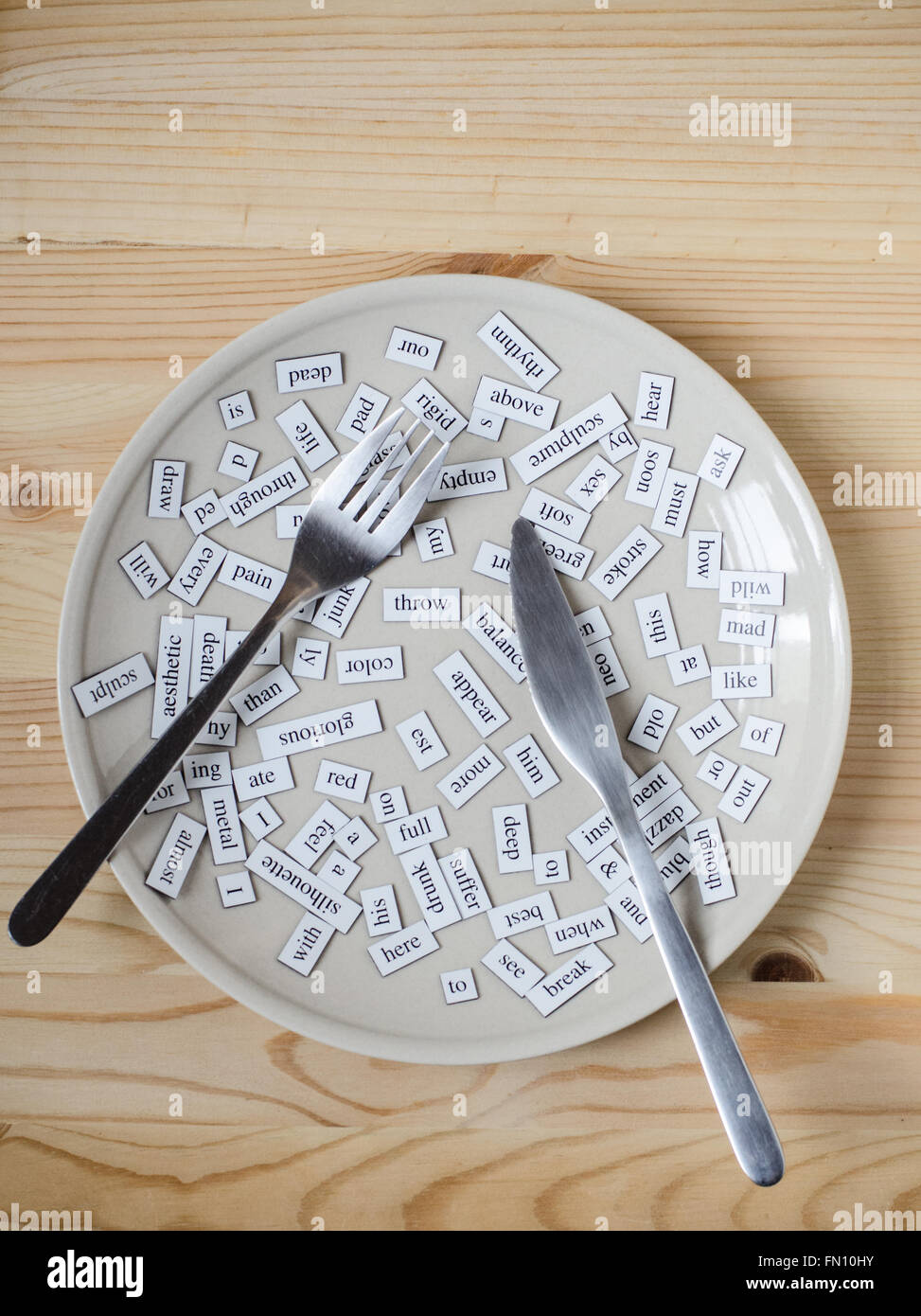 Learning English is fun - random English words on the plate - absorbing ...