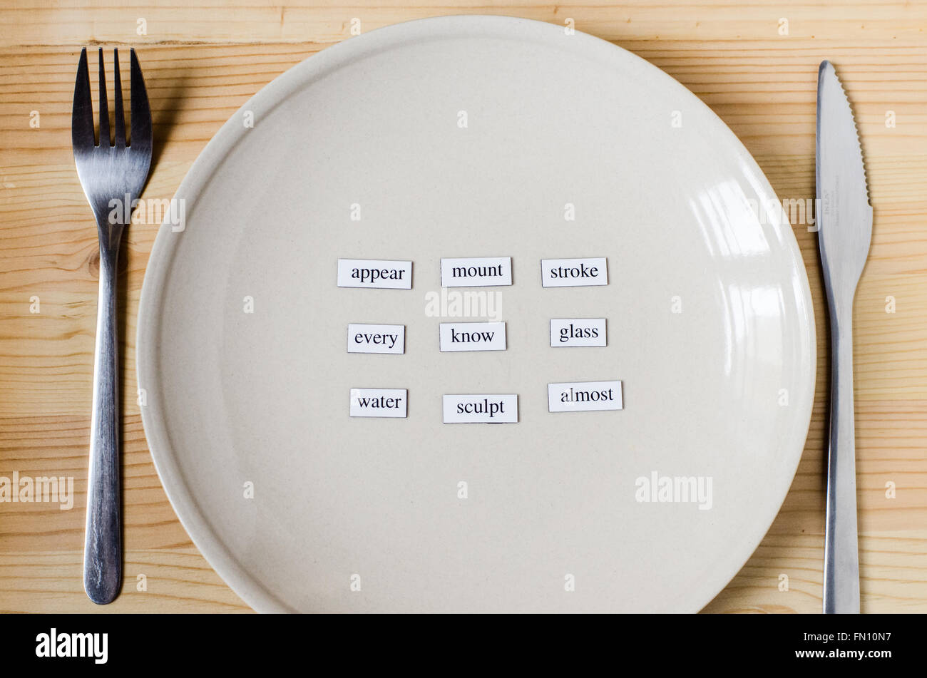 Learning English is fun - random English words on the plate - absorbing ...