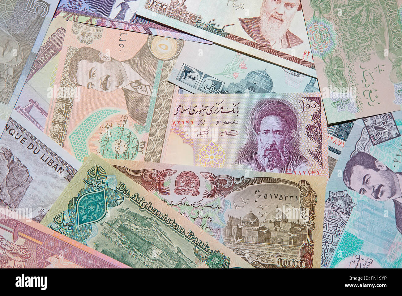 Variety of Middle East banknotes Stock Photo - Alamy