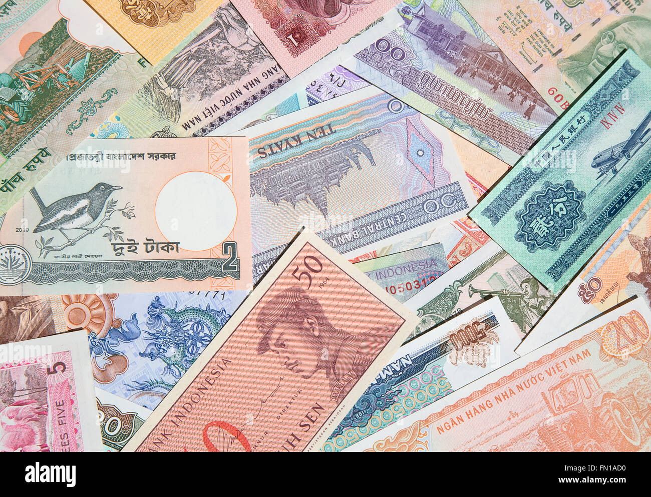 Variety of the Asian banknotes Stock Photo - Alamy