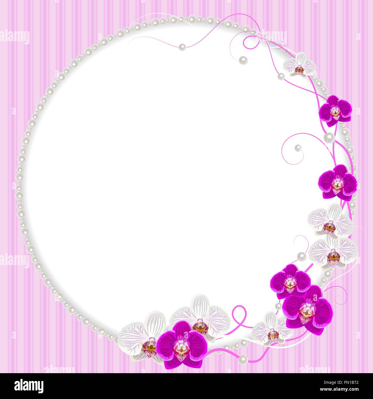 Delicate frame with orchid flowers and pearls Stock Vector Image & Art ...