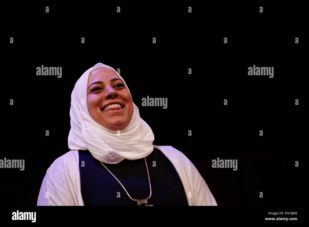 London, UK. 12th March, 2016. Syrian journalist Kholoud Waleed, co ...