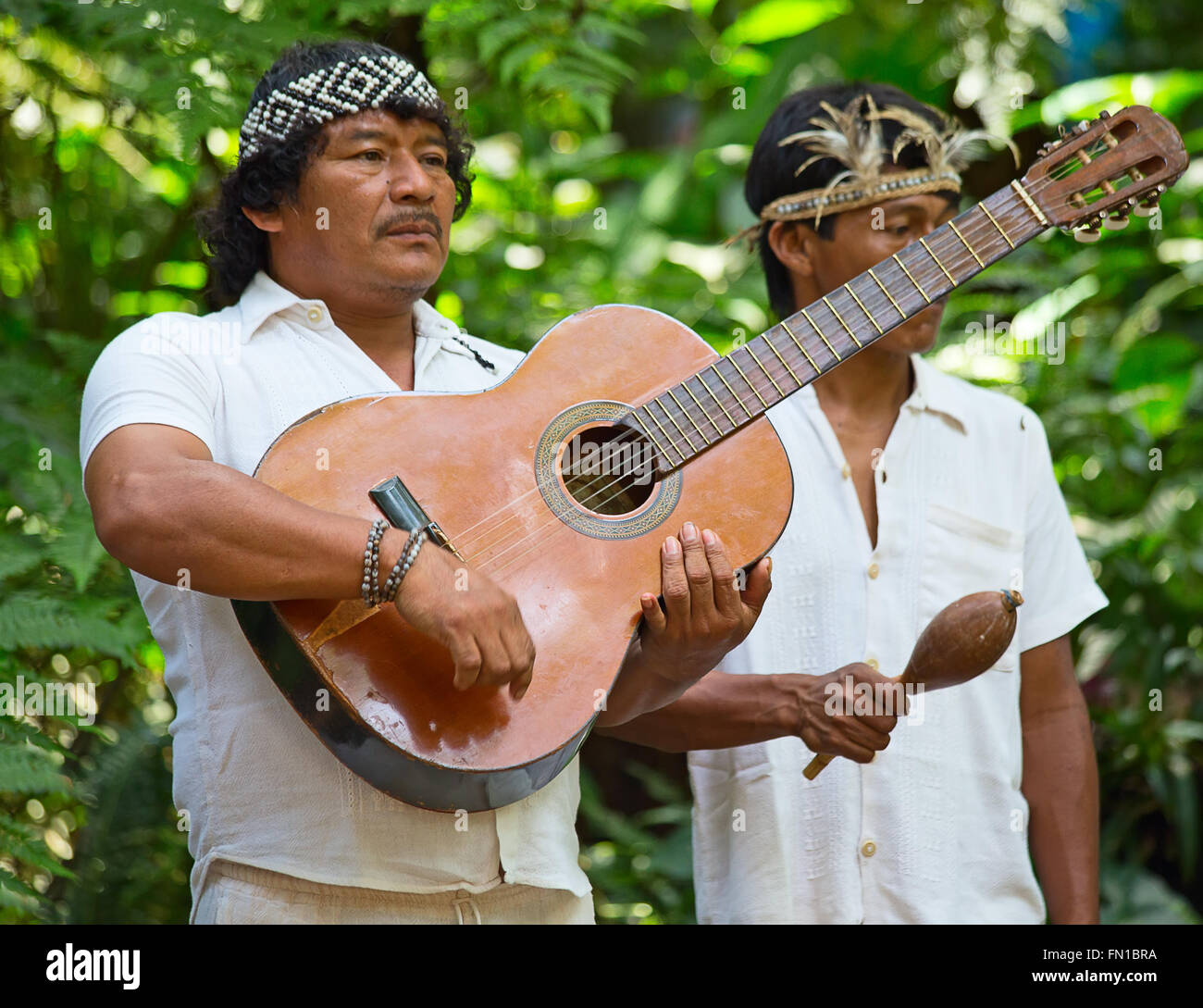 FOZ DO IGUACU, BRAZIL, NOVEMBER 25: Brazilian Guarani Indian people ...