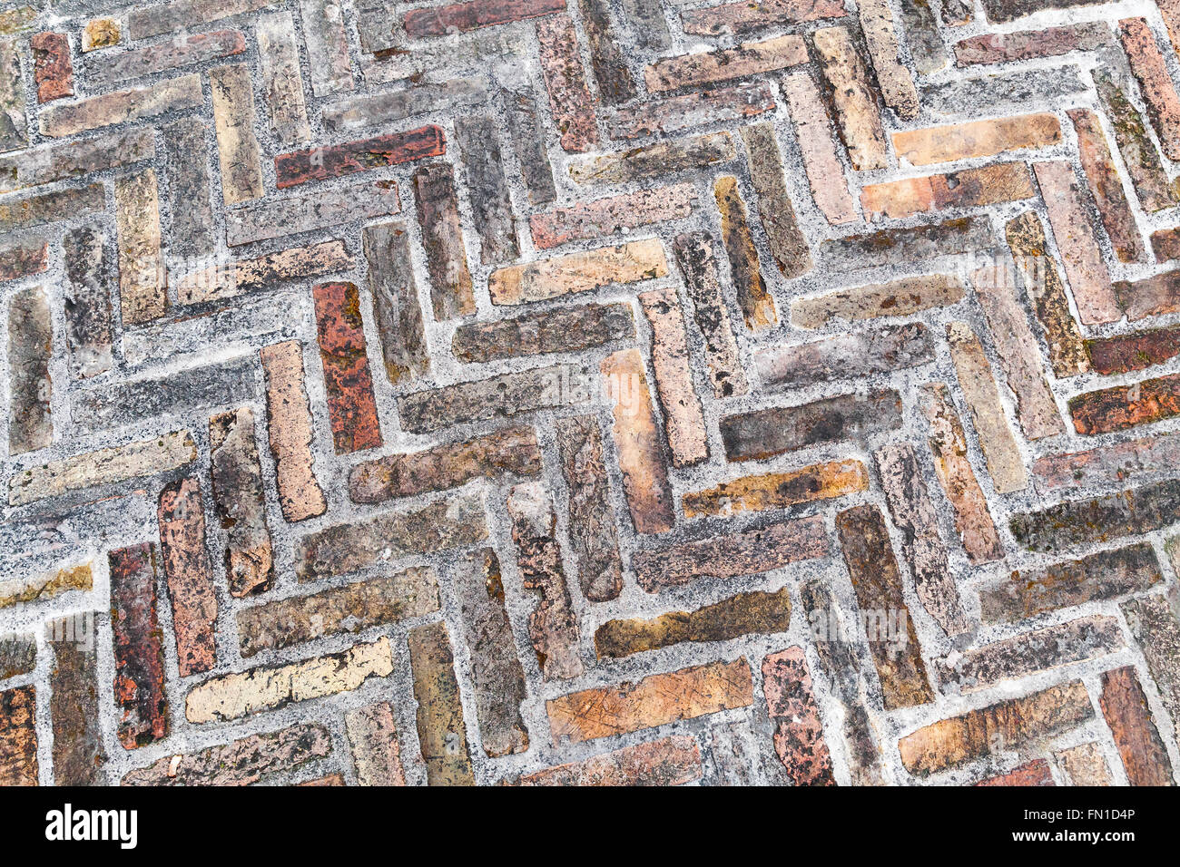 Old weathered red brick pavement, close-up background texture Stock ...