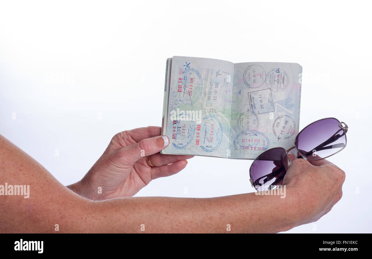 Passport showing immigration entry and departure stamps from various ...