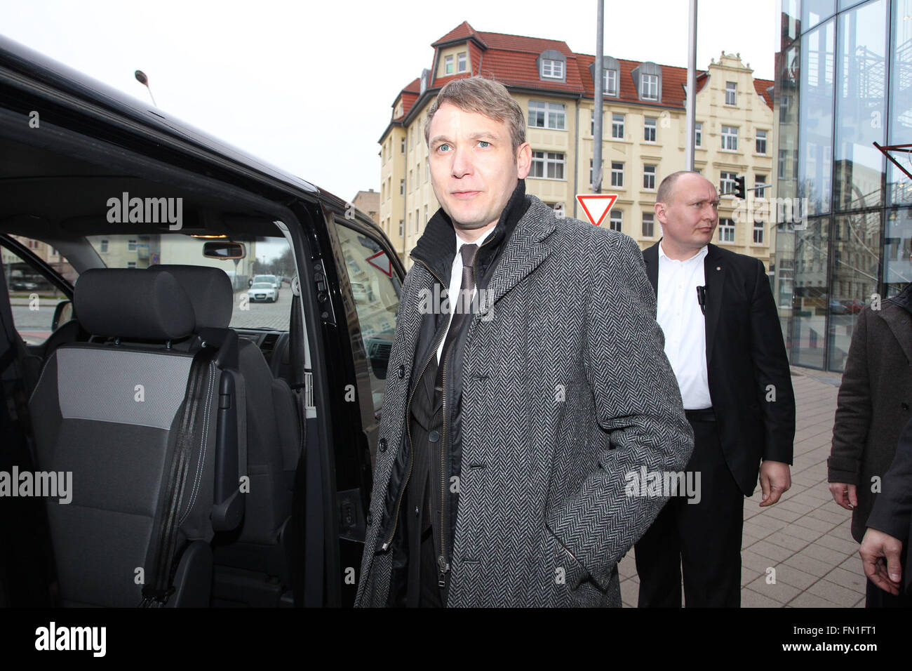 Magdeburg, Germany. 13th Mar, 2016. Andre Poggenburg (L), Alternative ...