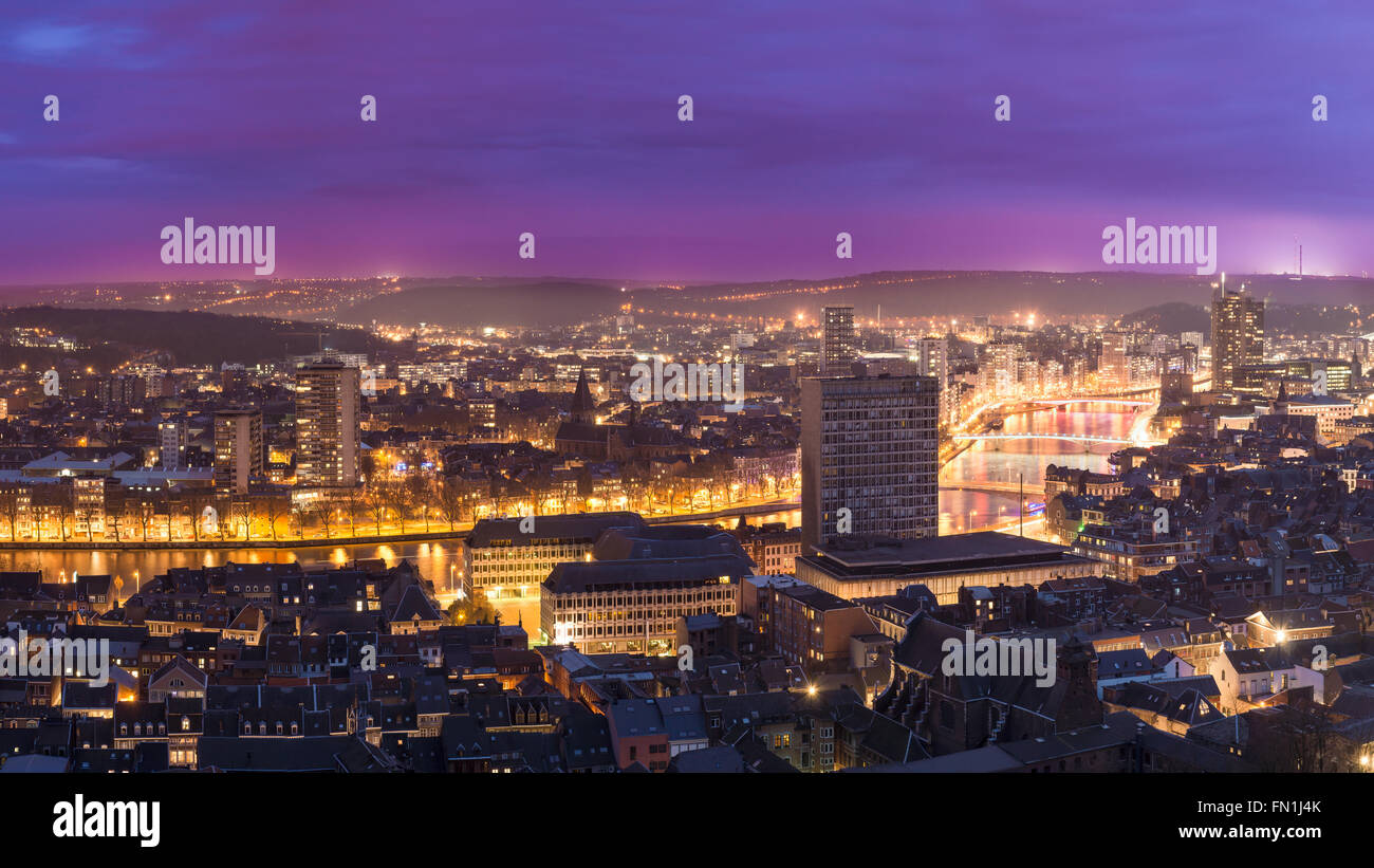 City Panorama view of the city Liege in belgium, europe from the ...