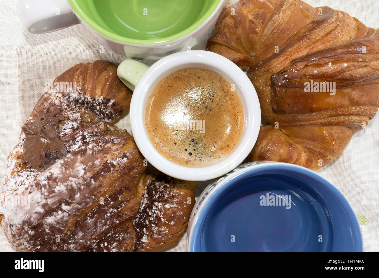 croissants and coffee espresso for an Italian breakfast Stock Photo - Alamy