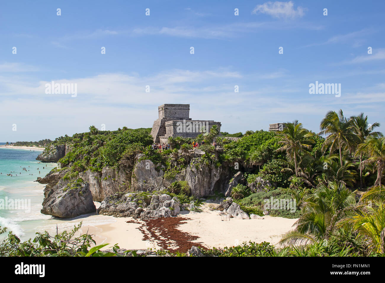 Ruins of the Mayan fortress and temple near Tulum, Mexico Stock Photo ...
