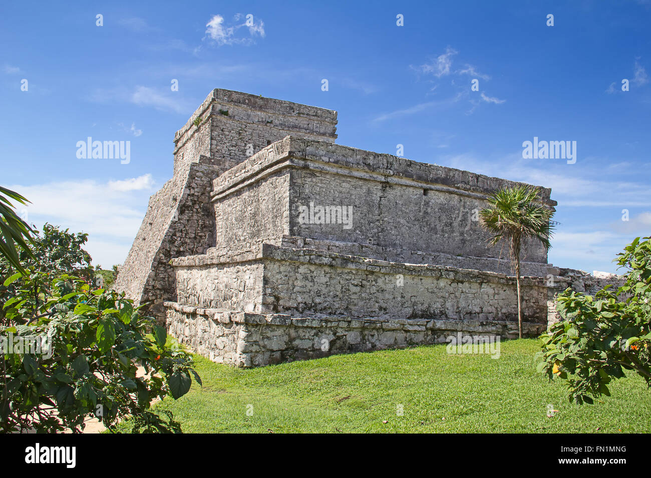 Ruins of the Mayan fortress and temple near Tulum, Mexico Stock Photo ...