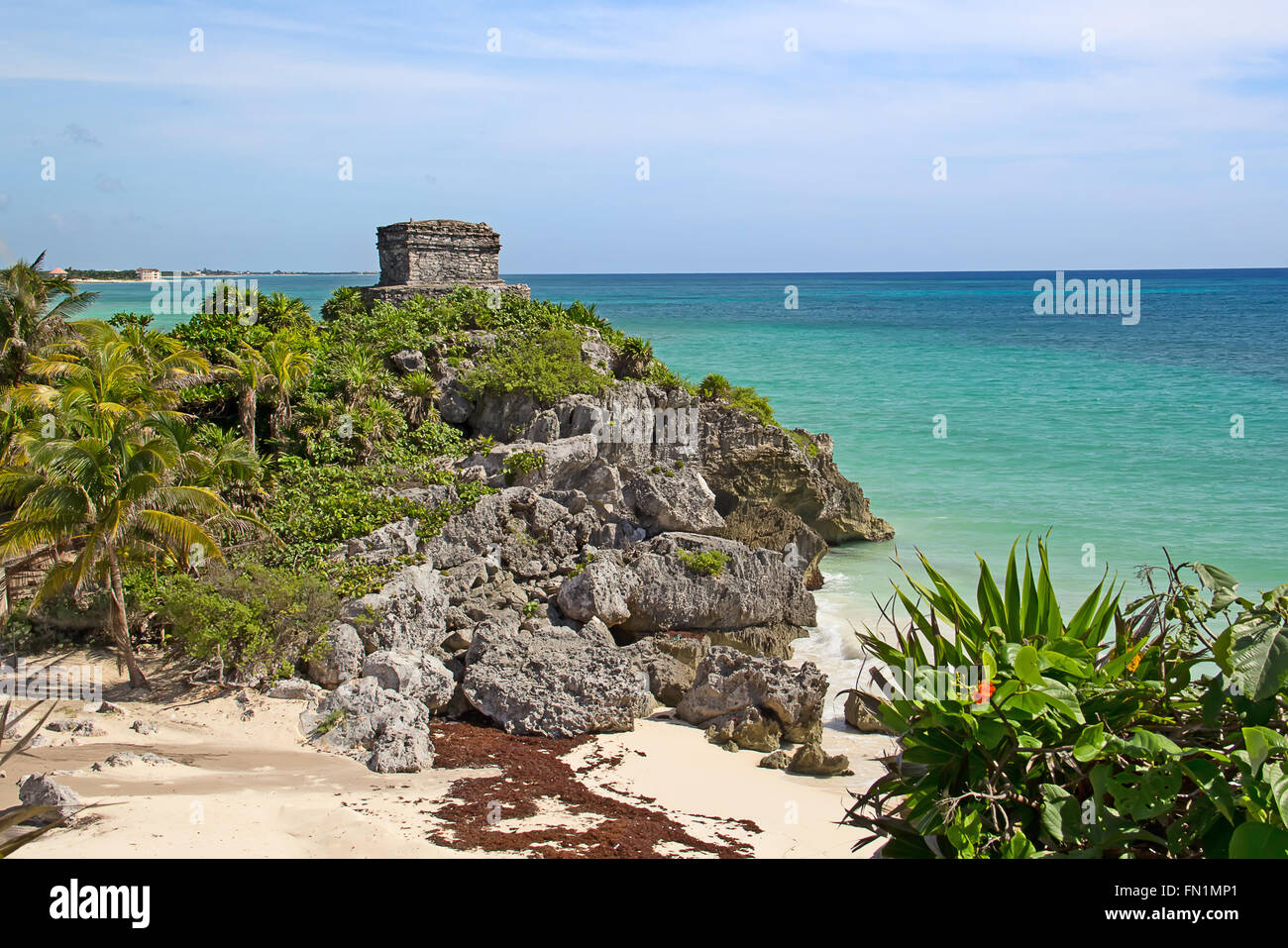 Ruins of the Mayan fortress and temple near Tulum, Mexico Stock Photo ...