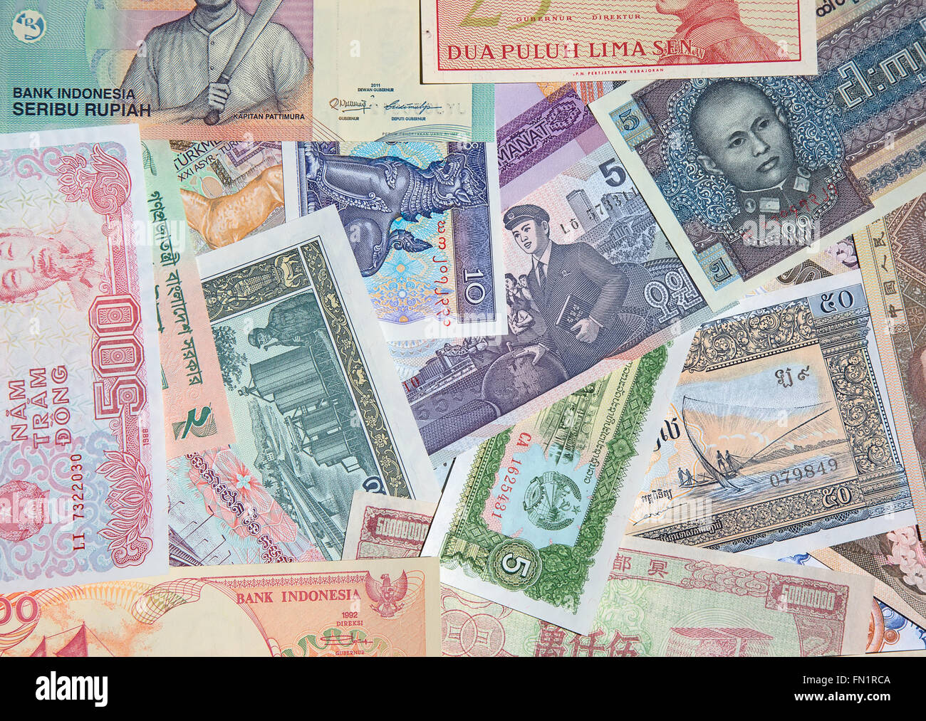 Variety of the Asian banknotes Stock Photo - Alamy
