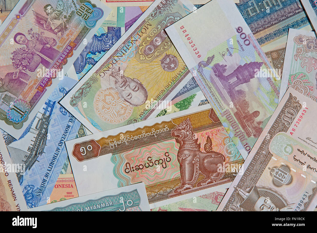 Variety of the Asian banknotes Stock Photo - Alamy