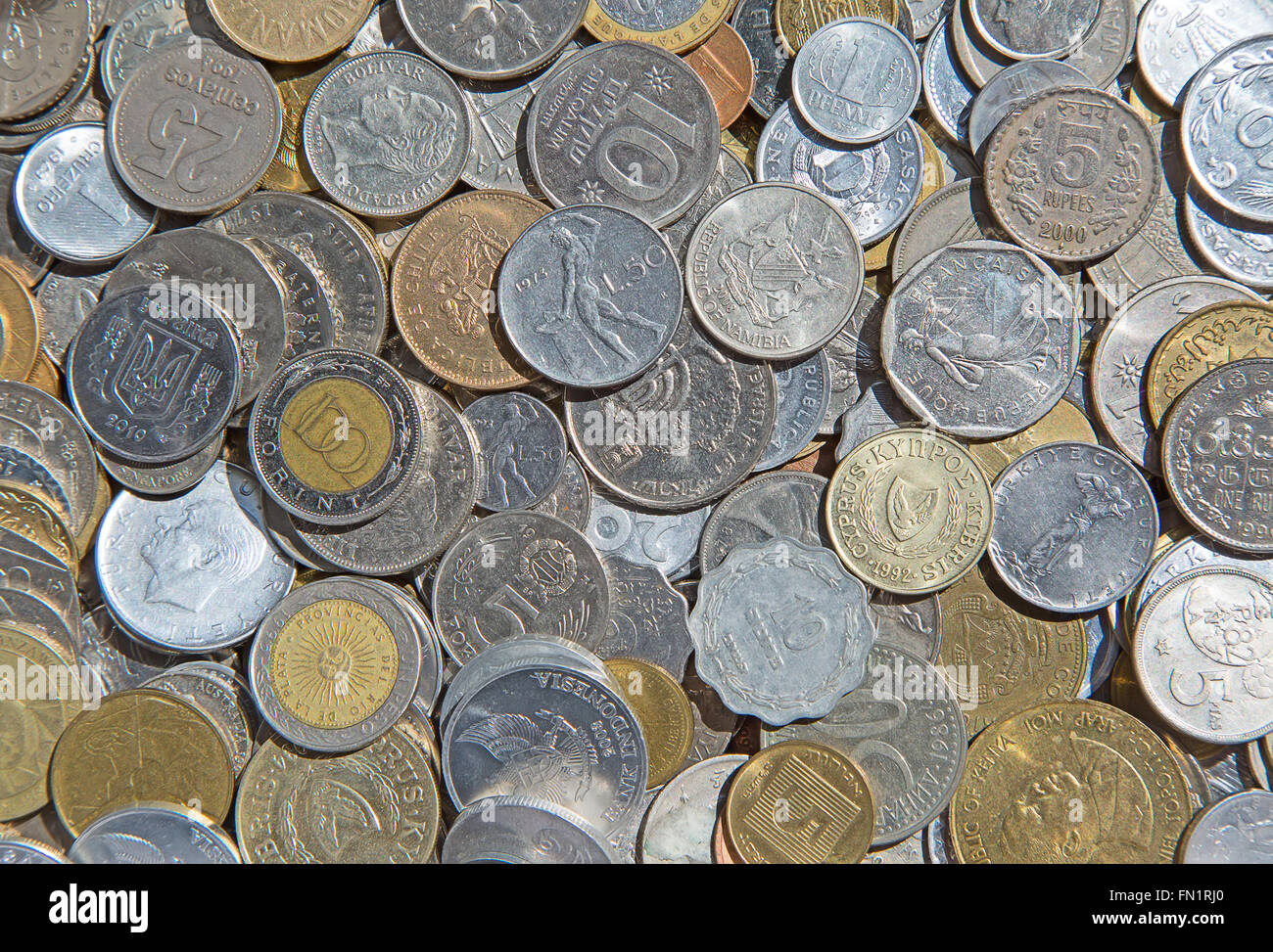 Collection of the old circulated coins Stock Photo - Alamy
