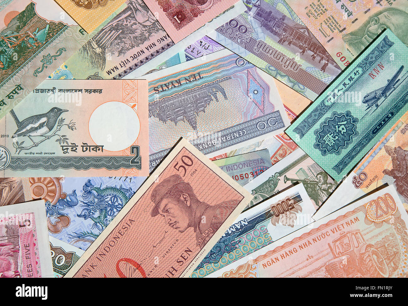 Variety of the Asian banknotes Stock Photo - Alamy