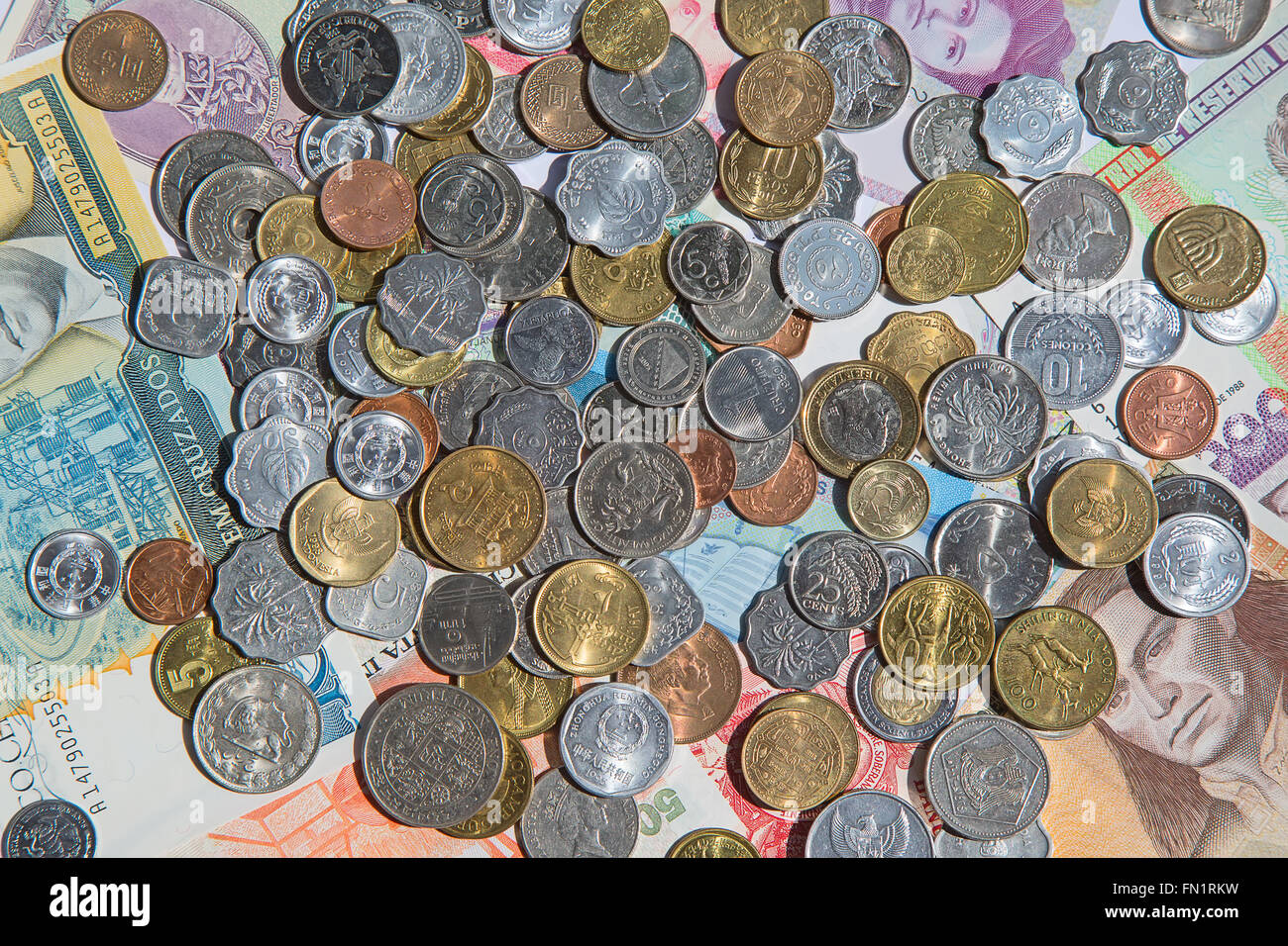 Collection of the old circulated coins Stock Photo - Alamy
