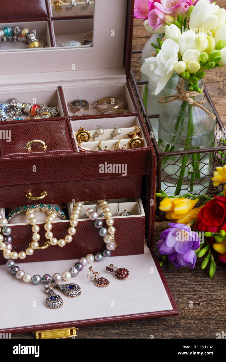 Jewellery in box Stock Photo - Alamy