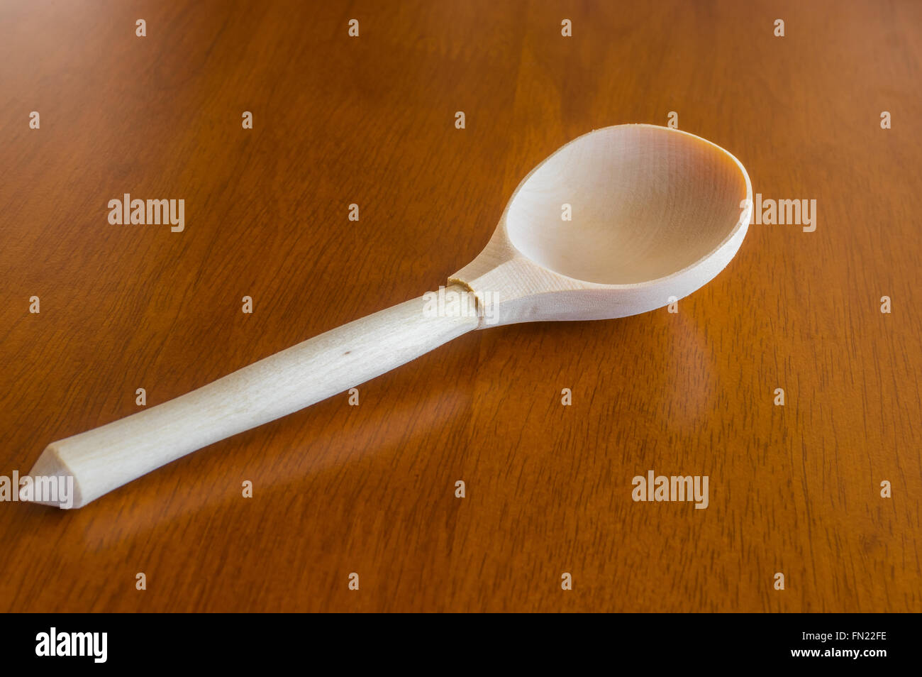Traditional Ukrainian wooden spoon on a table close-up Stock Photo - Alamy