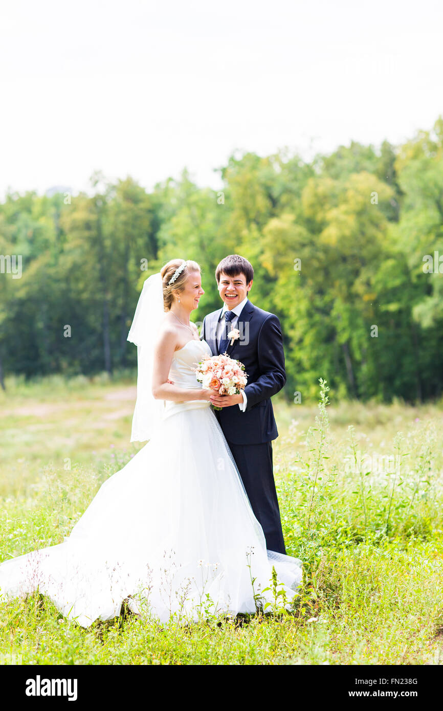 Wedding, Beautiful Romantic moment of Bride and Groom Stock Photo - Alamy