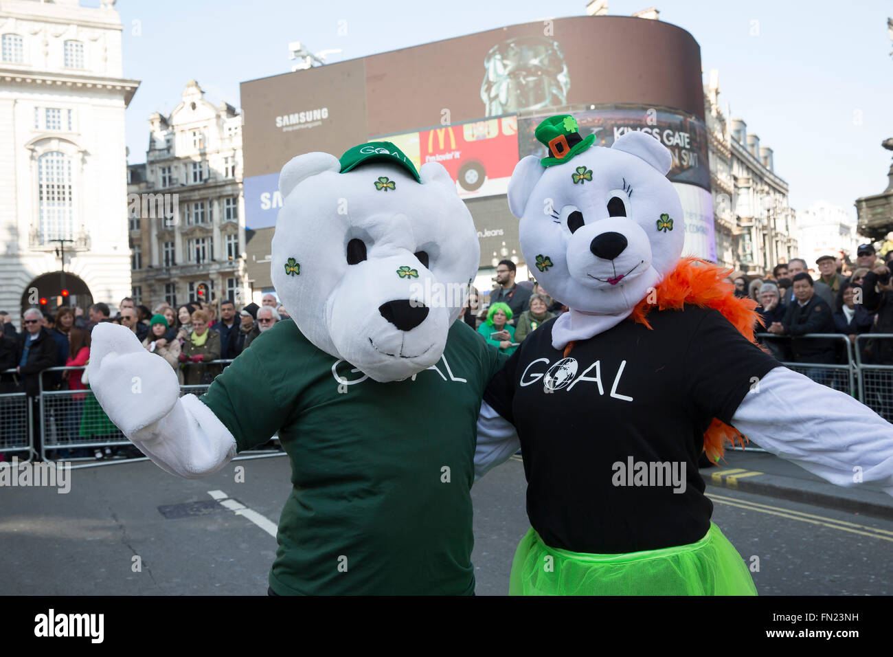 London,UK,13th March 2016,A pair of costume bears attend London's St ...