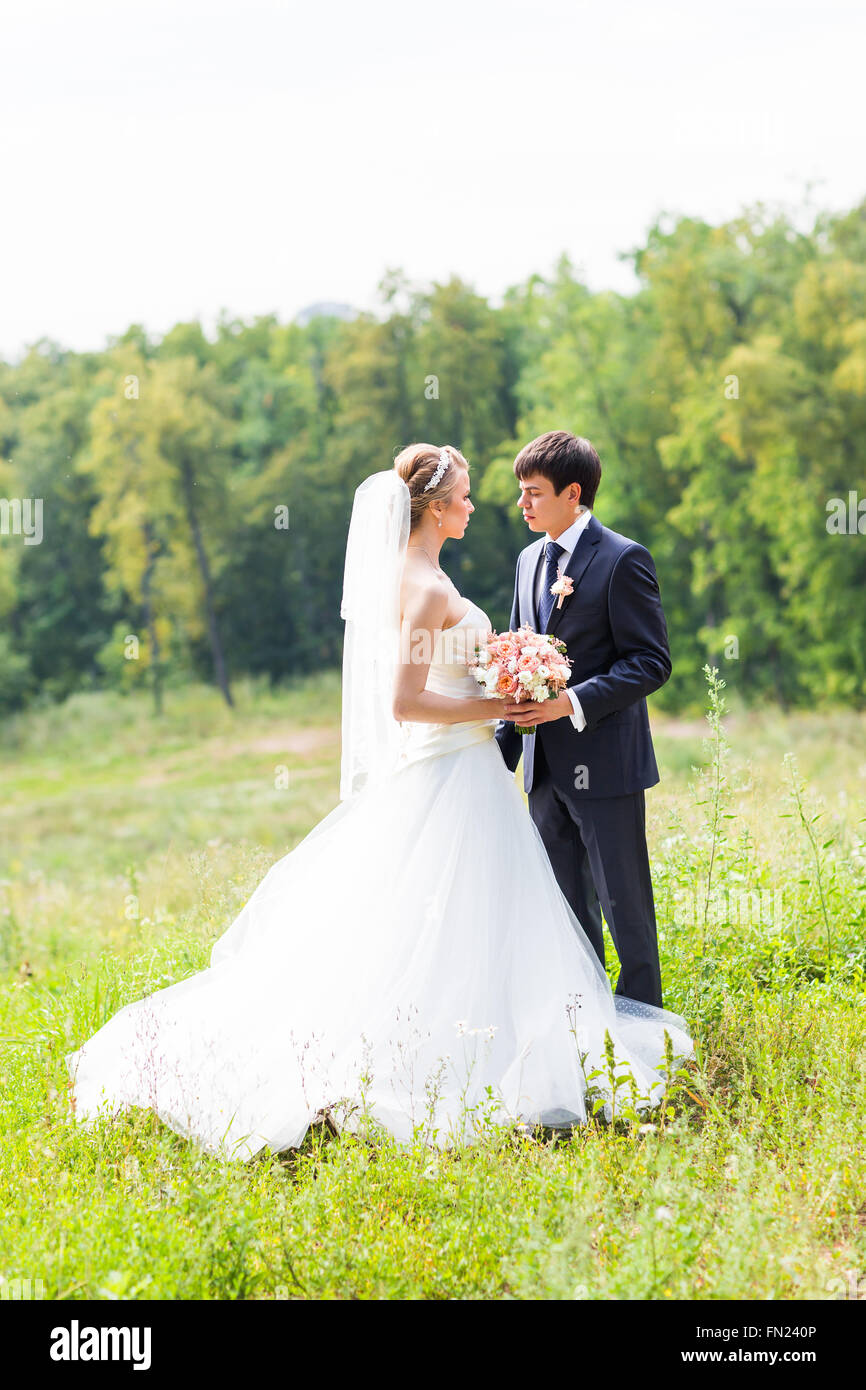 Wedding, Beautiful Romantic moment of Bride and Groom Stock Photo - Alamy
