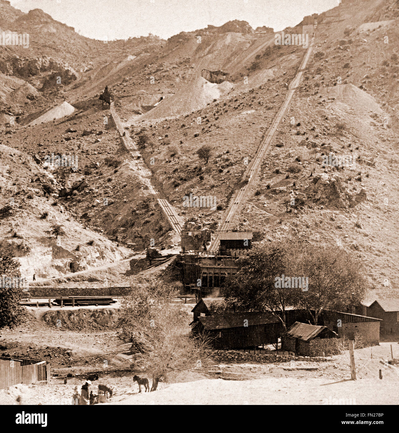 Inclines to the copper mines, Metcalf, Arizona, USA in 1908 Stock Photo ...