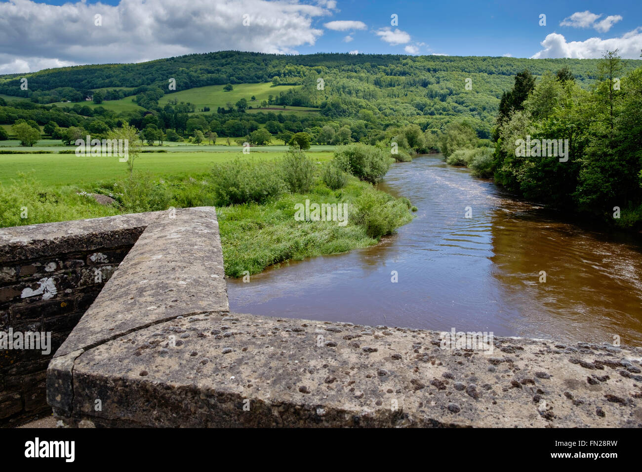 Stone bridge over River Usk, Monmouthshire at Newbridge-on-Usk.Fine ...