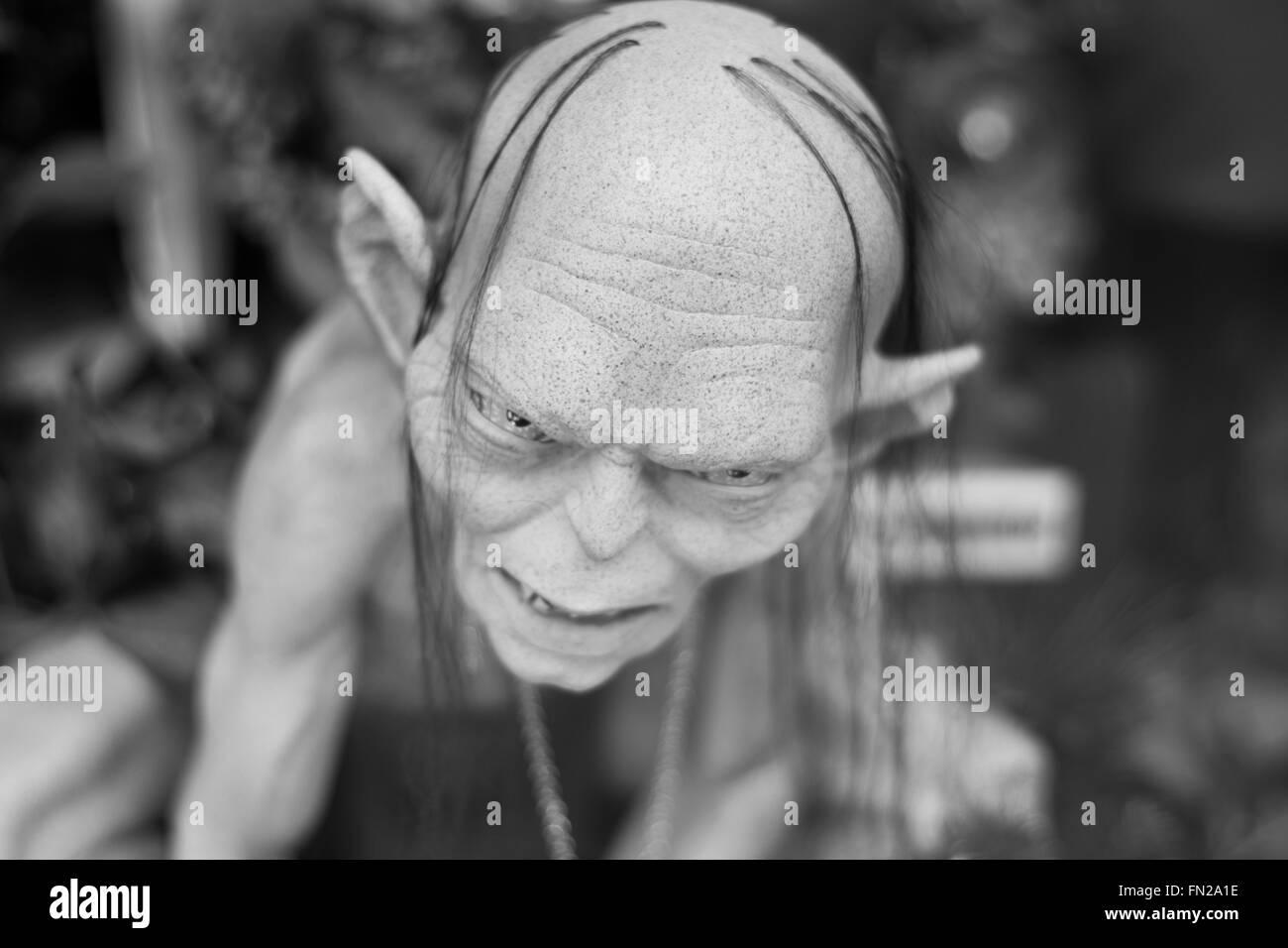 The replica of a gargoyle, part of a window display in Oxford, UK Stock ...