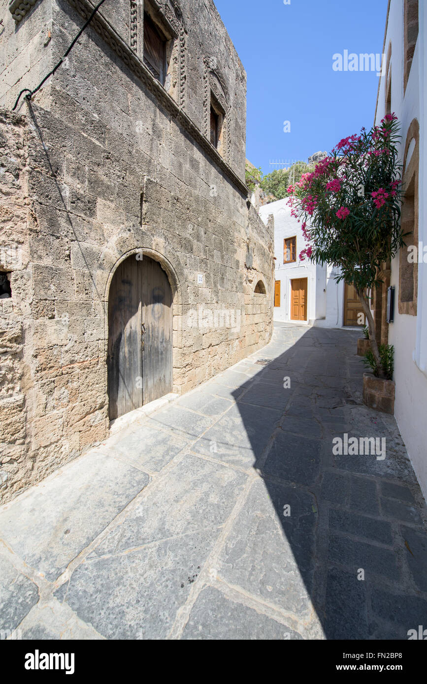 Streets of Lindos Stock Photo - Alamy