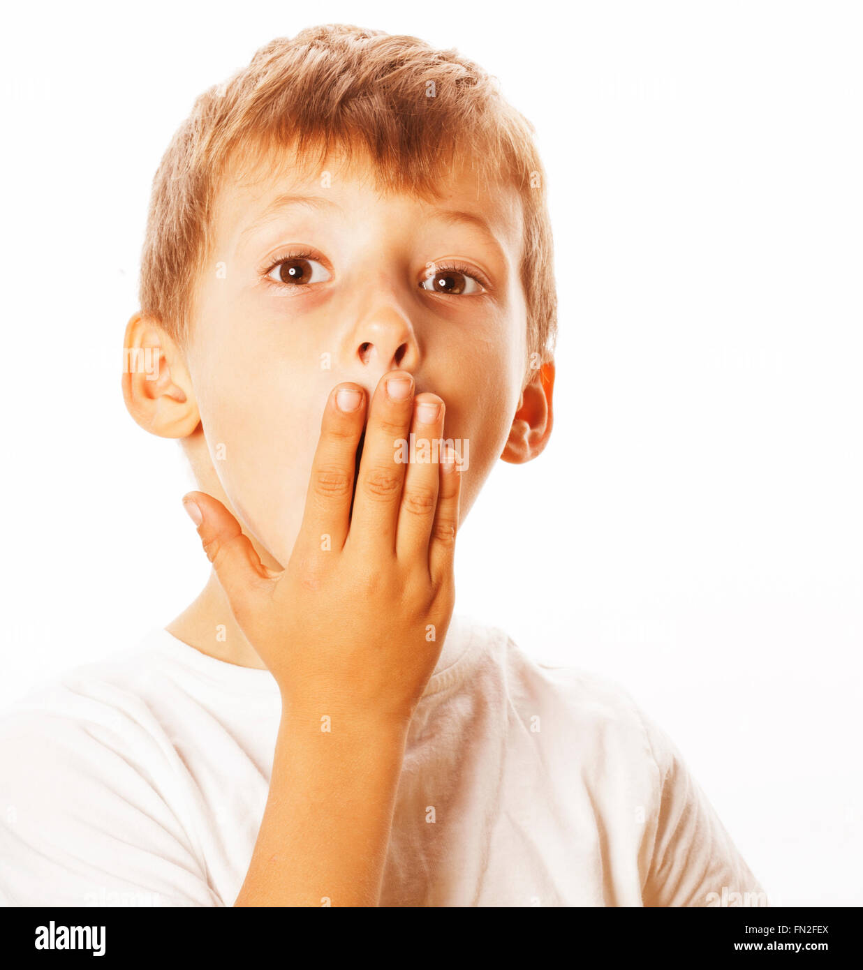 young pretty boy wondering face isolated gesture close up Stock Photo ...