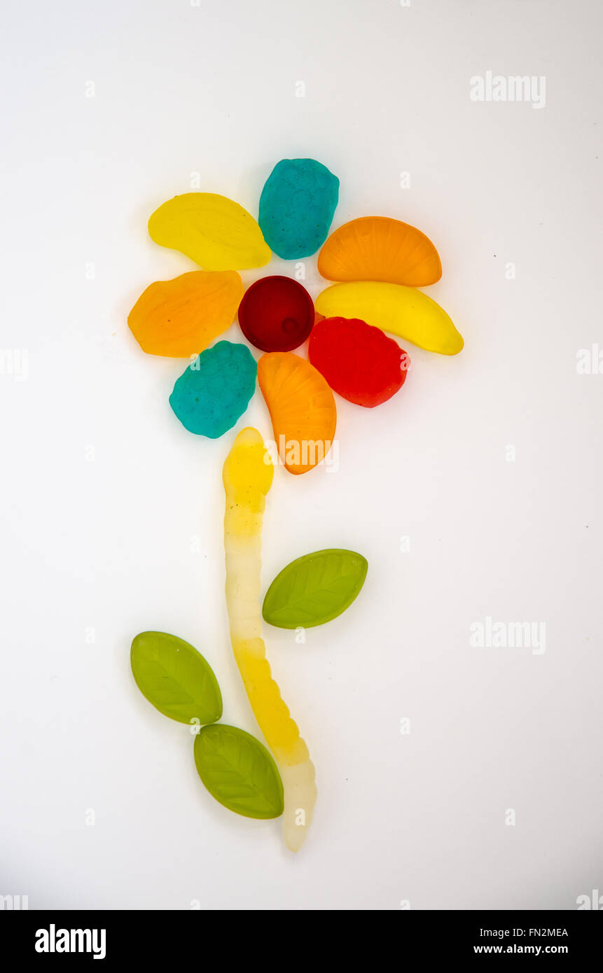 colorful flower from sweet chewy candy Stock Photo - Alamy