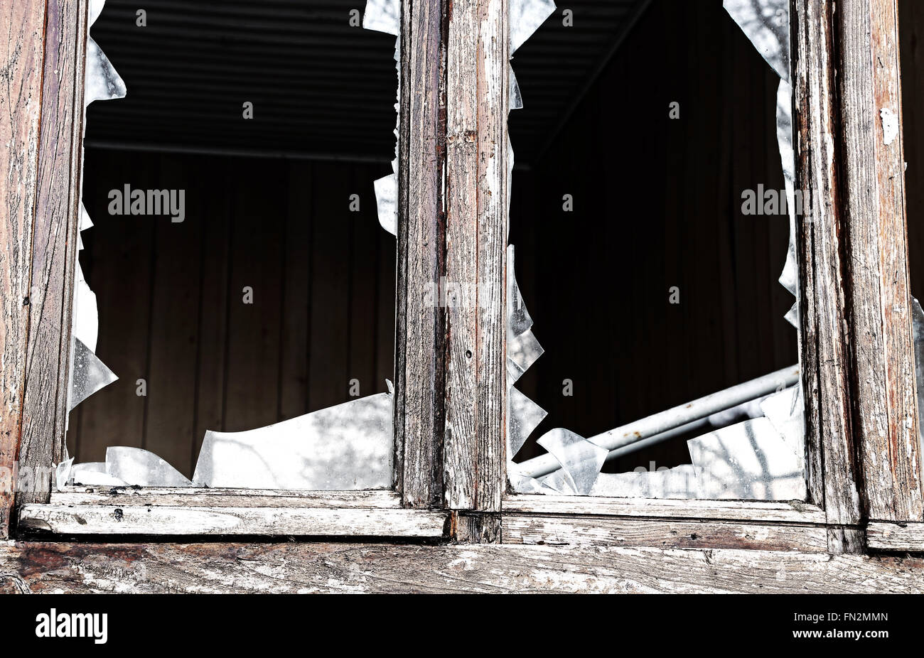 Broken Glass House Window