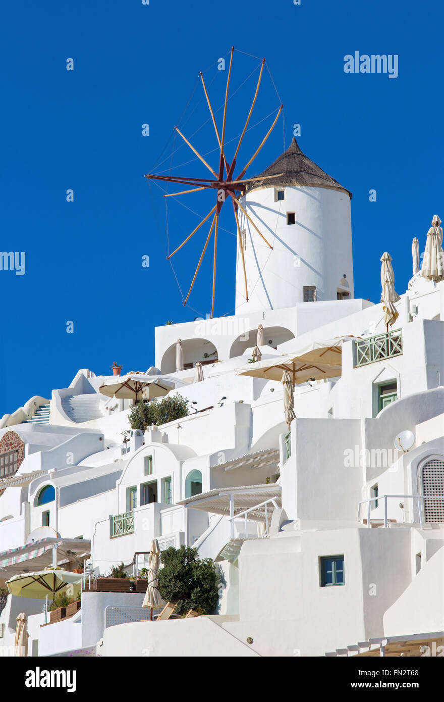 Santorini - The windmill in Oia Stock Photo - Alamy