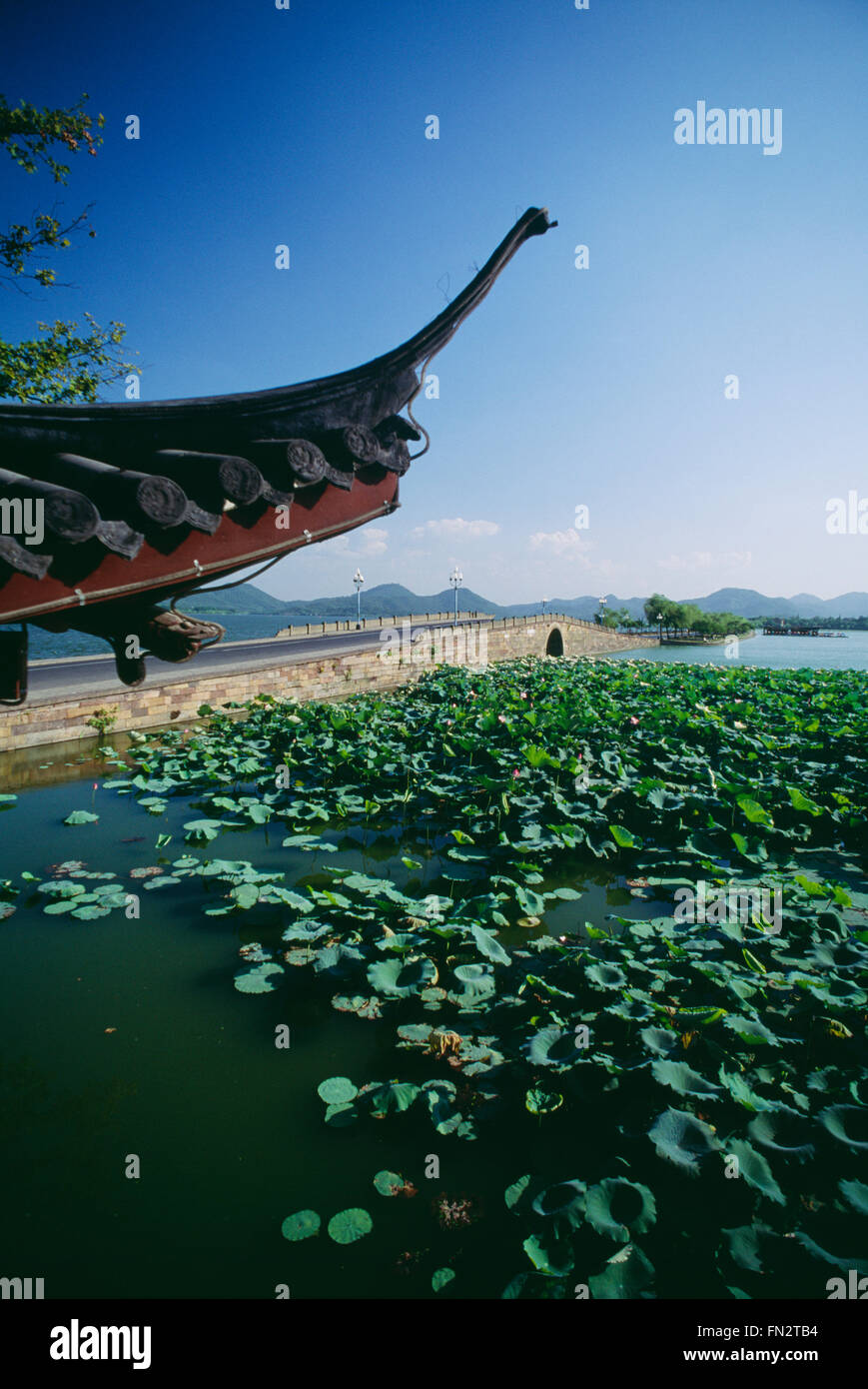 Stone Bridge Over Baidi Causeway, West Lake, Hangzhou, Zhejiang ...