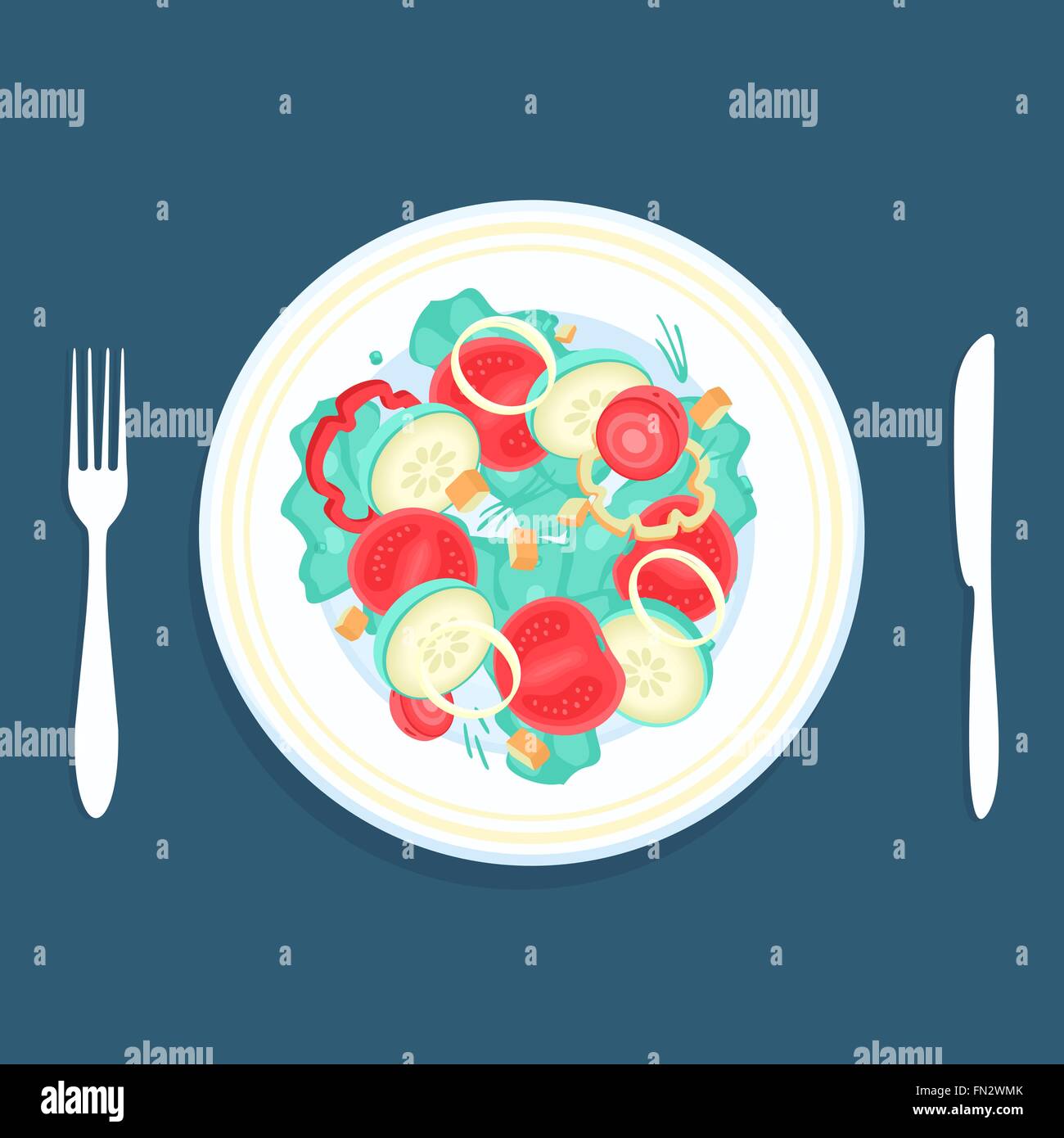 Vector Illustration Salad in a Plate Stock Vector Image & Art - Alamy