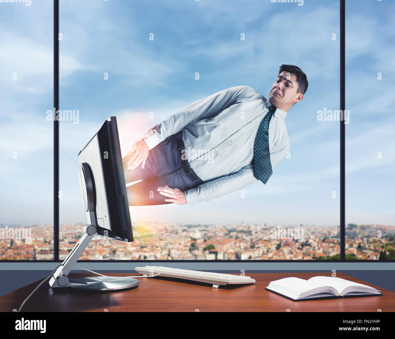 Man is being drawing in the computer Stock Photo - Alamy