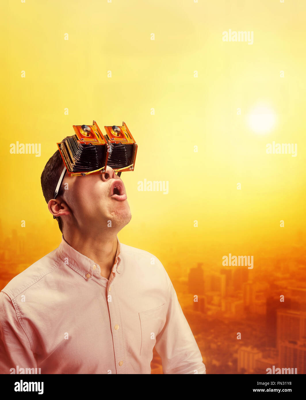 Man in retro spectacles Stock Photo - Alamy